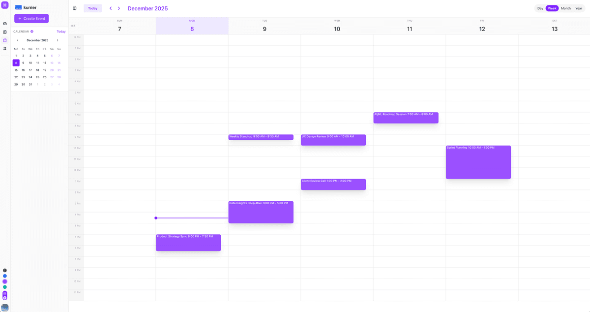 Calendars (CalDAV) | Kurrier Docs